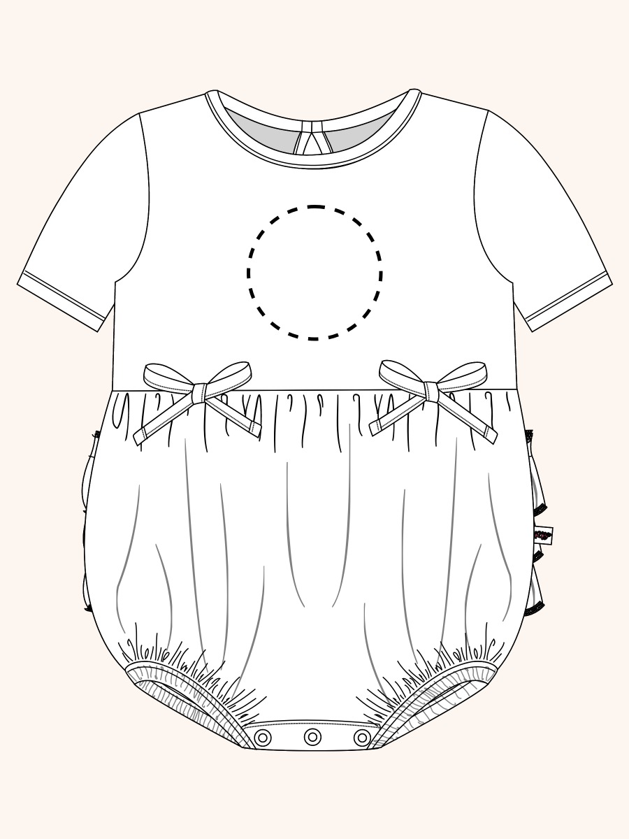 Pink Cottontail Toile Knit Short Sleeve Bow Bubble Romper