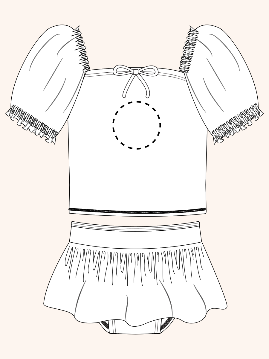 Neon Turtle Tide Puff Sleeve Ruffle Tankini 2-Piece Swimsuit