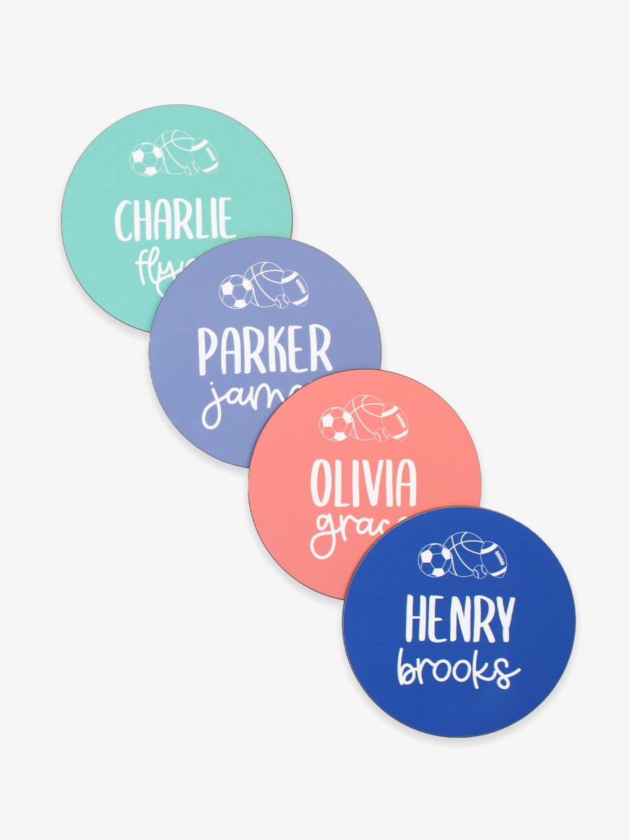 Rust Sports Baby Name Sign - 6" Round