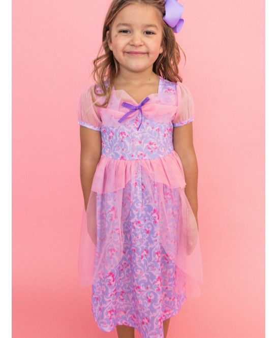 Lavender Floral Princess Princess Dress-Up Puff Sleeve Nightgown