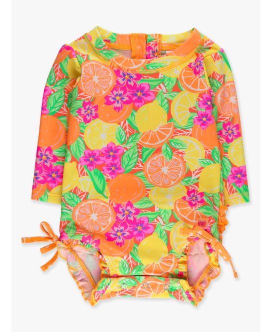 Neon Squeeze the Day Long Sleeve One Piece Rash Guard Swimsuit, with ...