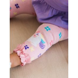 Unicorn Blooms Patterned Footless Ruffle Tights