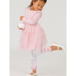 Pink Pumpkin Pile Patterned Footless Ruffle Tights
