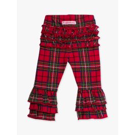 Red Nicholas Plaid Ruffle Flare Pants