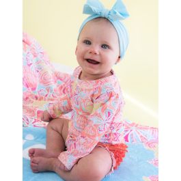 Sunset Seashells Long Sleeve One Piece Rash Guard Swimsuit, with ...