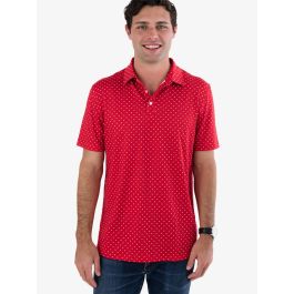 Red Heart Polka Dot Men's Knit Short Sleeve Performance Polo