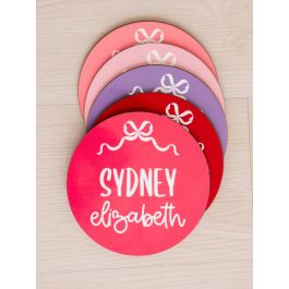 Hot Pink Bow Personalized Baby Name Sign